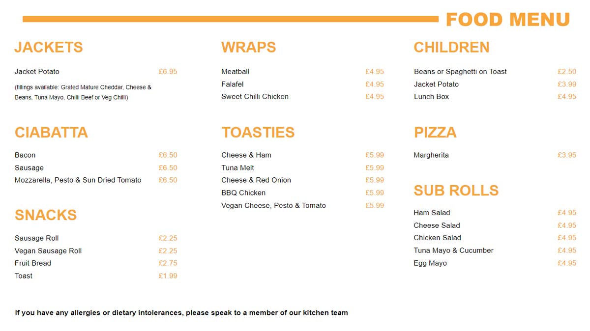 Food & Drink - Castaway Play Centre - Fresh Seasonal Family Food
