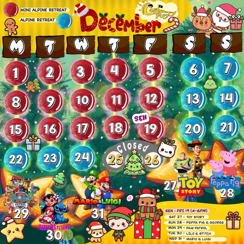 December 2025 Calendar - Castaway Play
